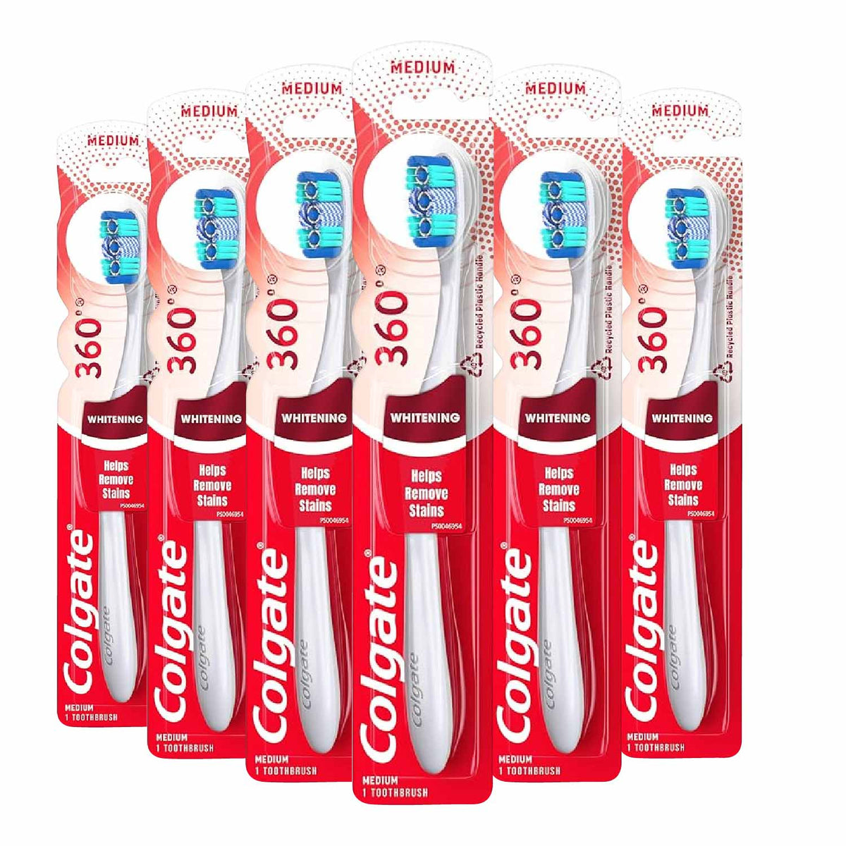 Colgate 360 Optic White Full Head Toothbrush, Medium - 6 Pack - OPEN B ...