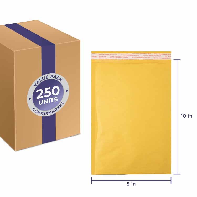 Kraft 3/16'' Bubble Lining Mailers, Paper Pressure 70 lb, Size: 5''x10 ...