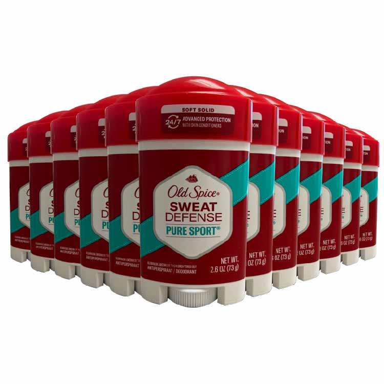 Old Spice Sweat Defense Deodorant Soft Solid Pure Sport 2.6Oz 12 Pack ...