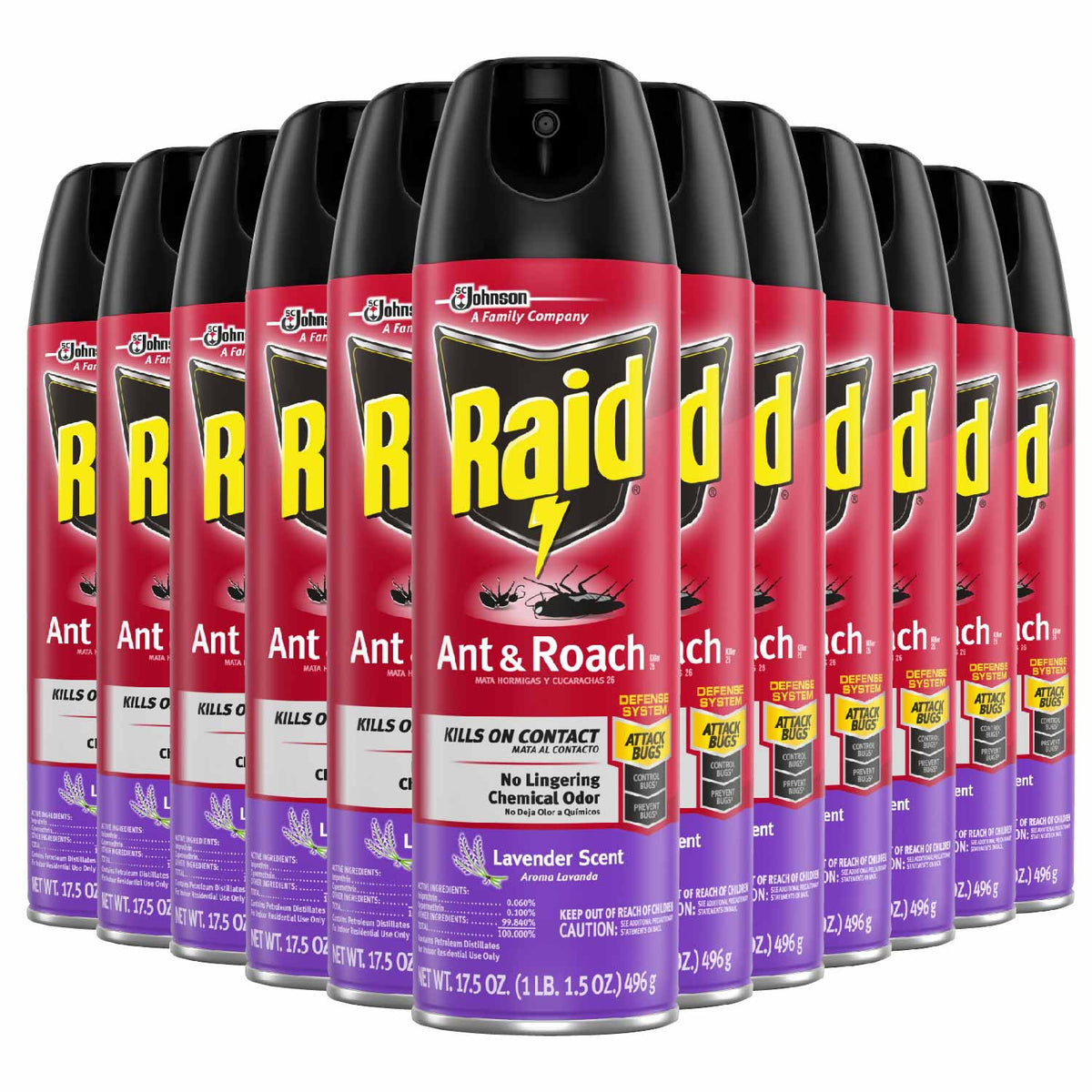 Raid Ant & Roach Killer, Lavender Scent, 17.5 oz - 12 Pack – Contarmarket