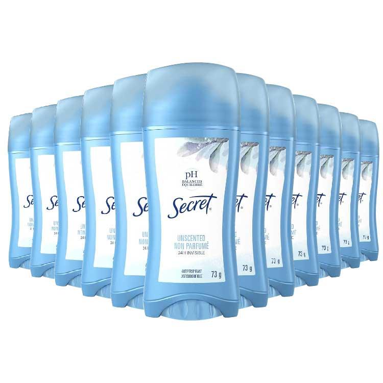 Secret Invisible Solid Antiperspirant Deodorant Unscented 2.6 Oz 12 ...