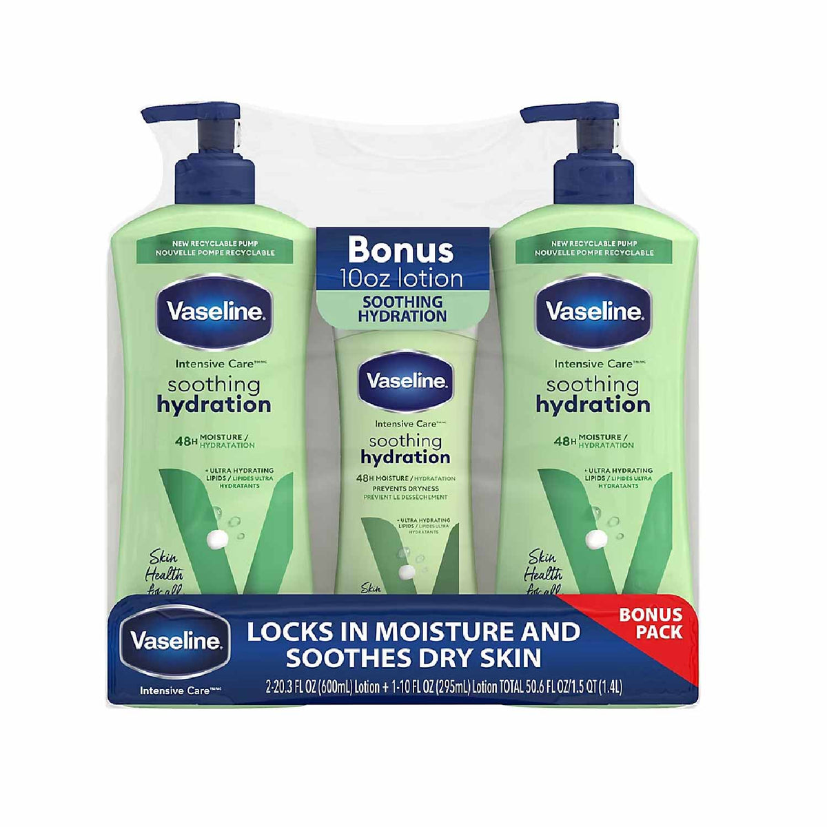 Vaseline Intensive Care Body Lotion Soothing Hydration, 2pk/20.3oz + B ...