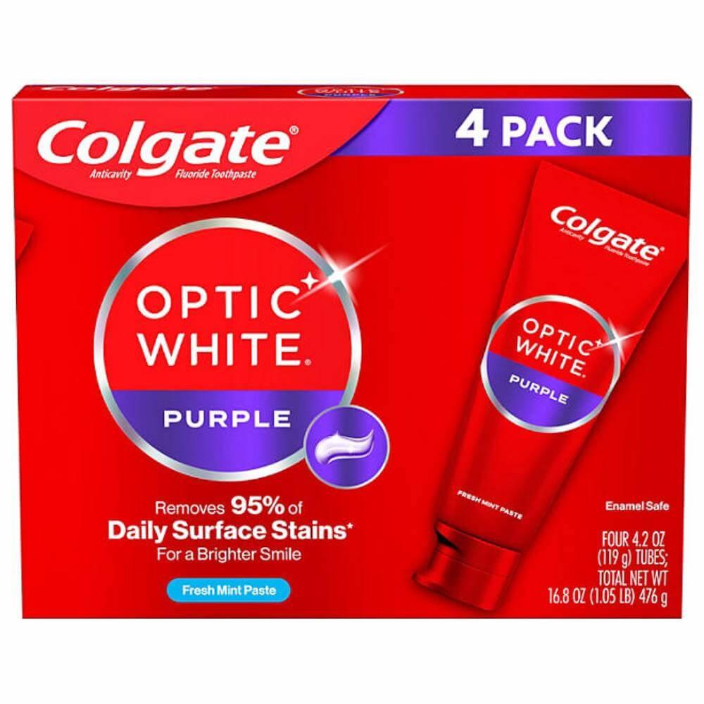 Colgate Optic White Purple Whitening Toothpaste 4.2 Oz 4 Pack ...