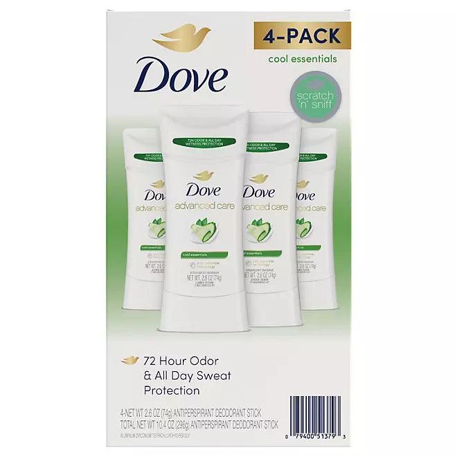 Dove Antiperspirant Deodorant Cool Essentials - 2.6 Oz - 4 Pack ...