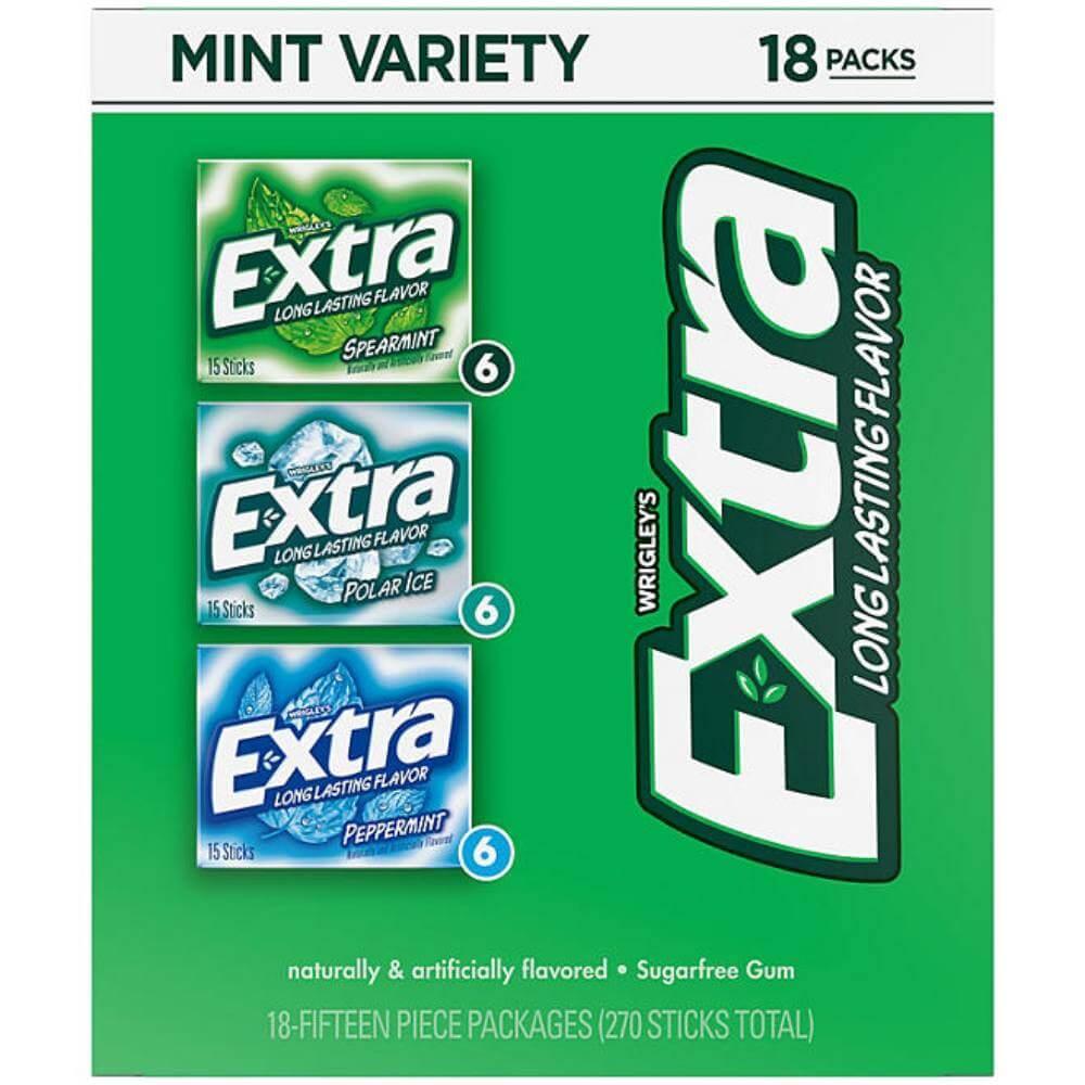 Extra Mint Sugar Free Chewing Gum - 15 pc - 18 Pack – Contarmarket
