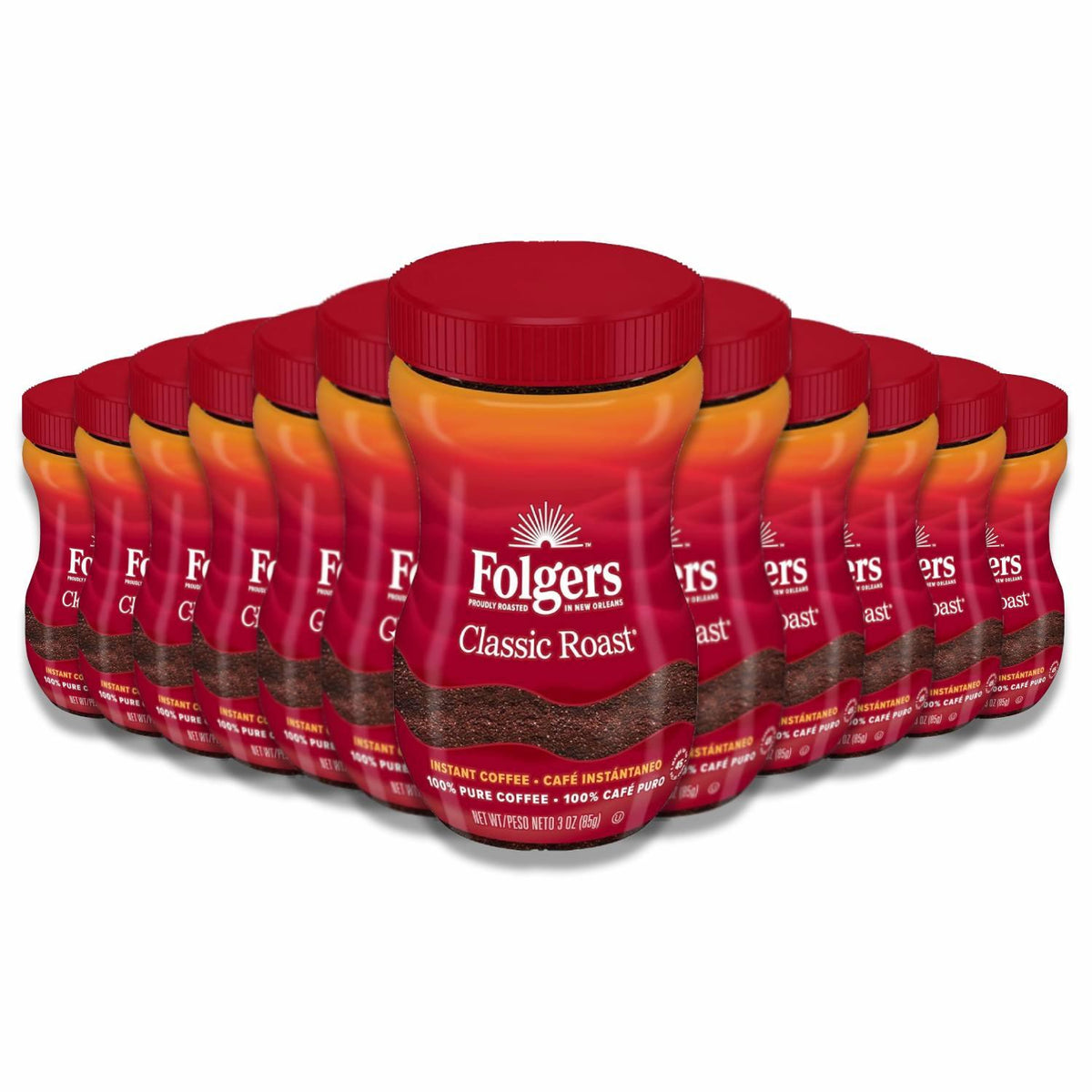 Folgers - Classic Roast Instant Coffee Crystals - 3 Oz - 12 Pack ...