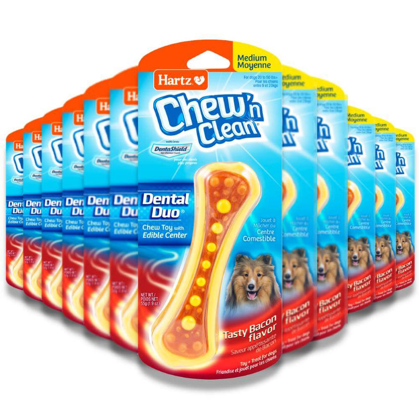 Hartz Chew 'n Clean Dental Duo Dog Toy - Medium, 12 Pack – Contarmarket