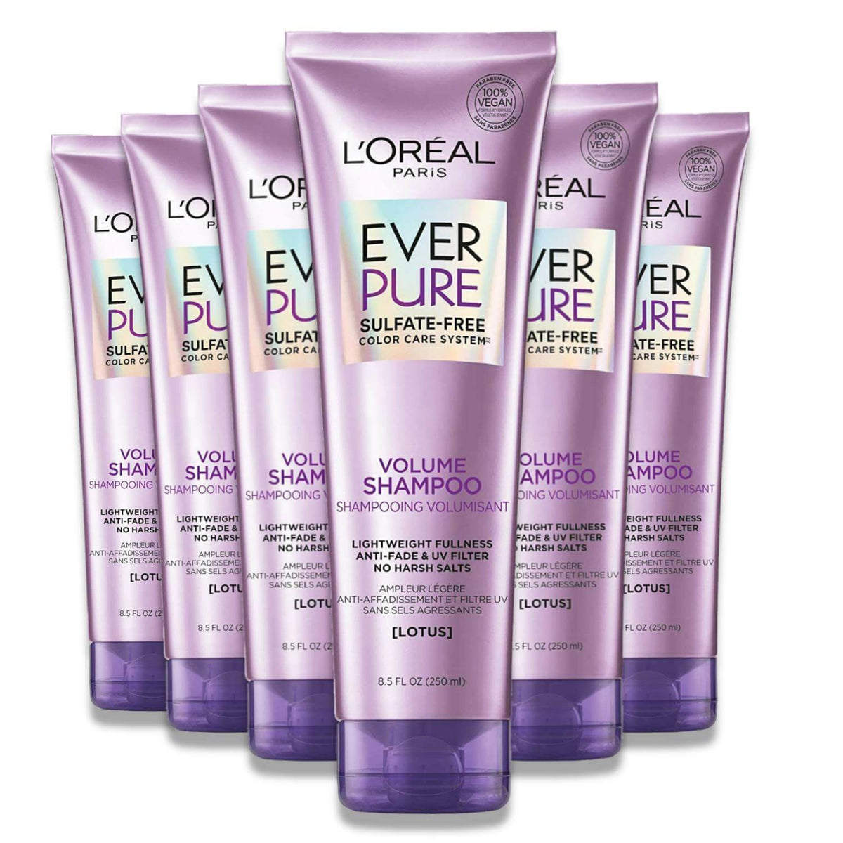 L'Oreal EverPure Volume Sulfate Free Shampoo, Lotus Flower, 8.5 oz - 6 ...