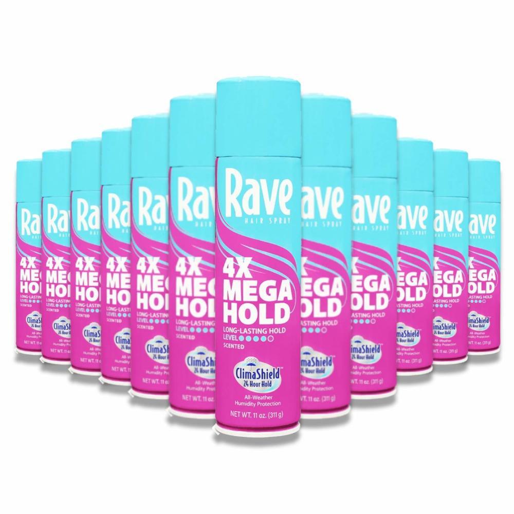 Rave - 4X Mega Humidity Resistant Aerosol Hair Spray - 11 Oz - 12 Pack ...