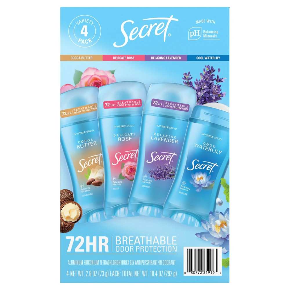 Secret Fresh Invisible Solid Antiperspirant Deodorant, Variety Pack ...