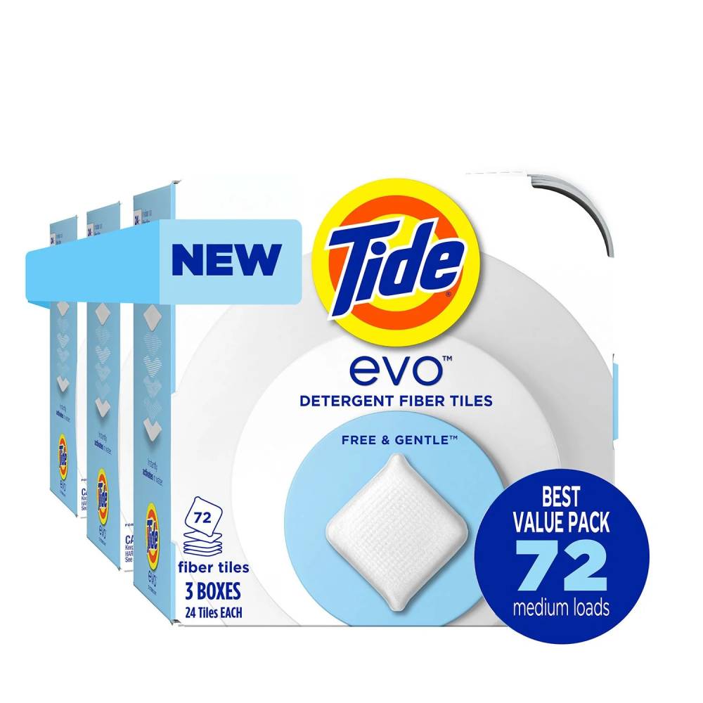 Tide Evo Laundry Detergent Fiber Tiles, Free & Gentle - 72 Count ...